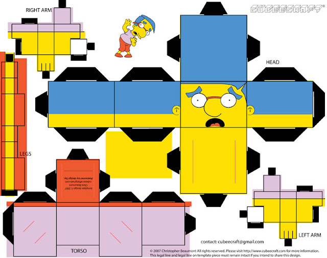 milhouse,simpsons,cubecraft of simpsons,papercraft of simpsons ...