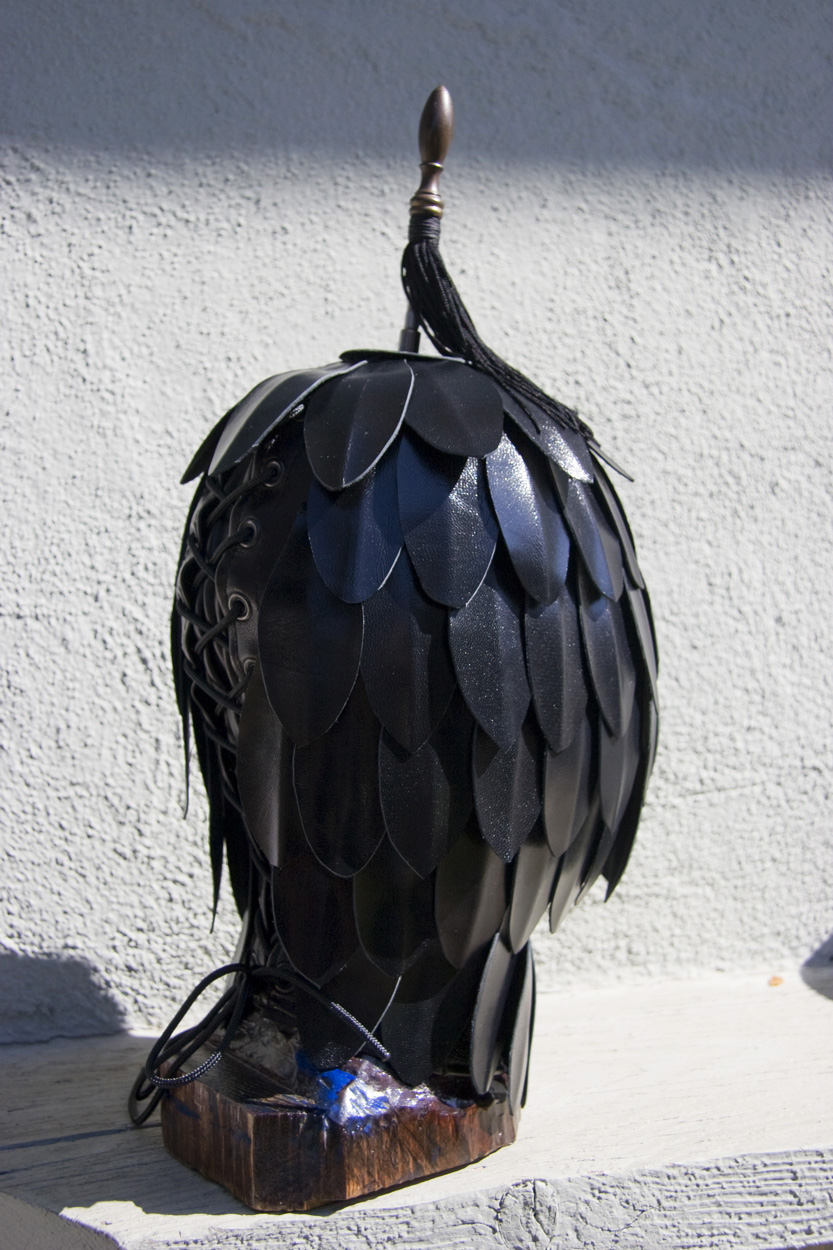 A fetish leathercrafters journal: Hawk Hood with Leather Feathers