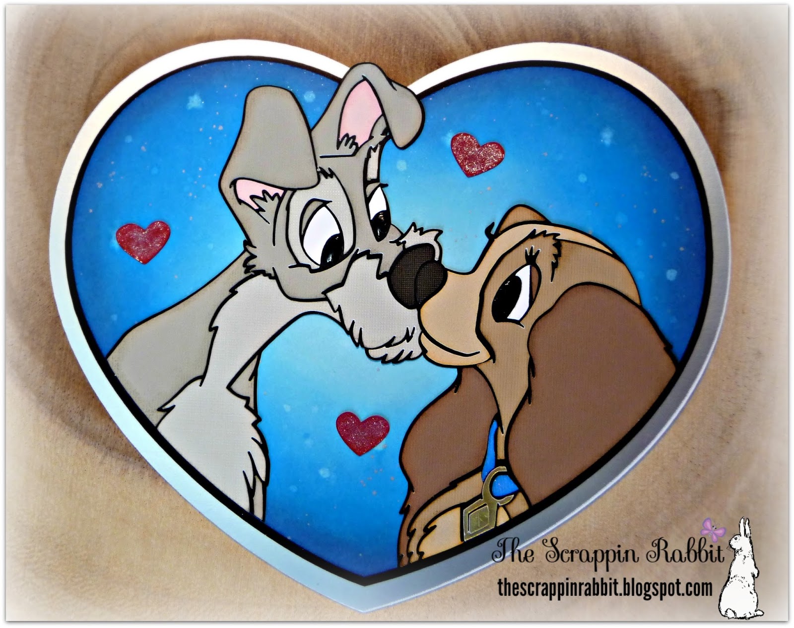 The Scrappin Rabbit: Lady & The Tramp Anniversary Heart Shaped Card