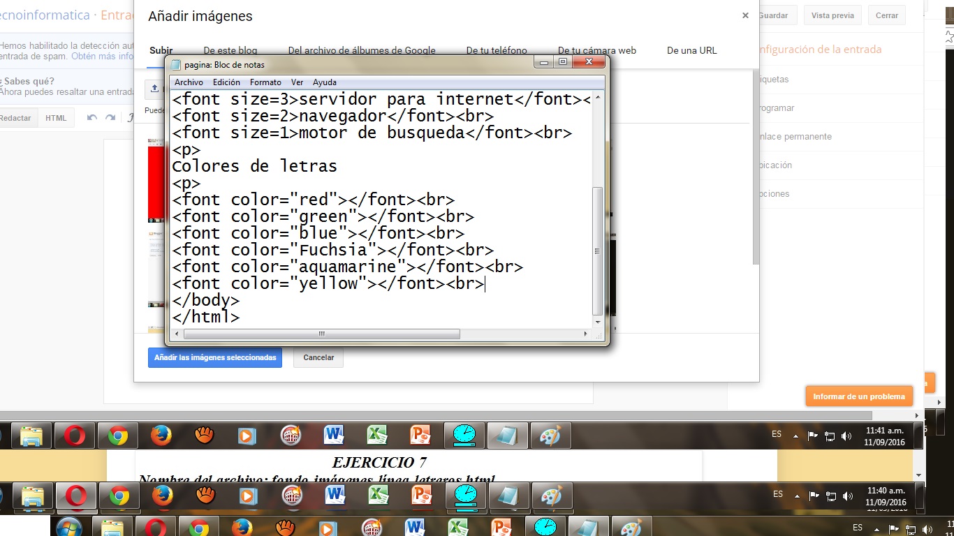 tecnoinformatica: ejercicios de aplicación html
