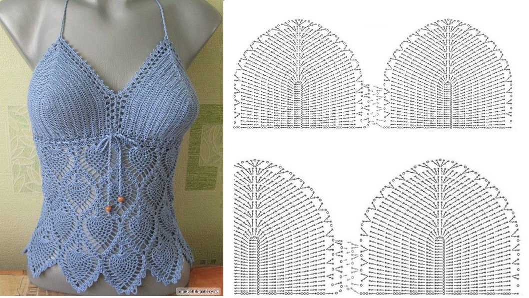 Ponto do Bordado: Tops de crochê com gráficos