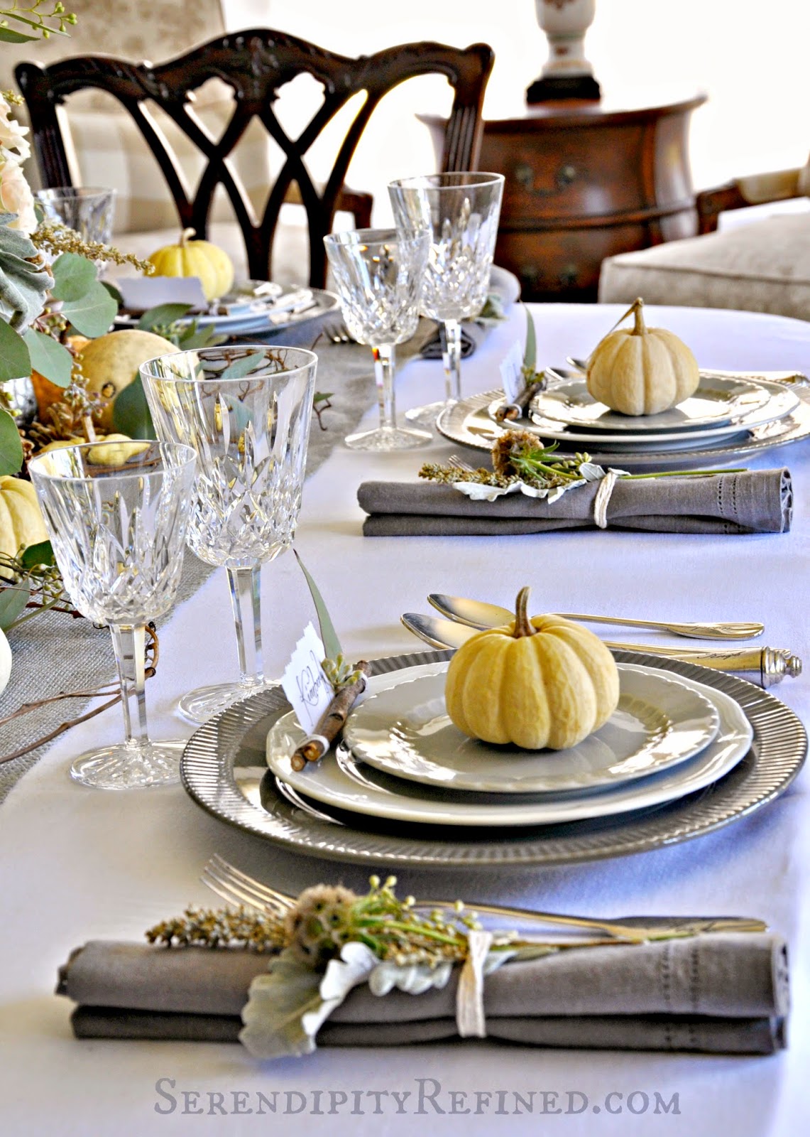 Serendipity Refined Blog: Rustic Gray and White (and Pink) Thanksgiving ...