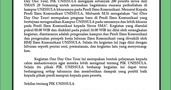 CONTOH PRESS RELEASE