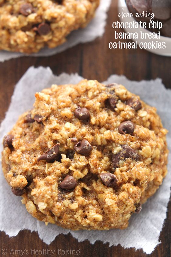 Clean-Eating Chocolate Chip Banana Bread Oatmeal Cookies - Health Meal ...