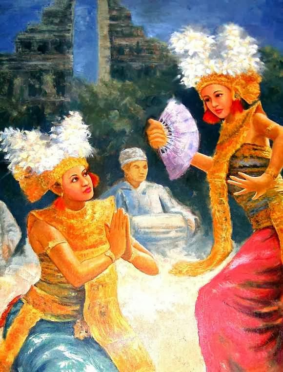 28 Karya Lukisan Tarian Bali yang Artistik - Seni Rupa