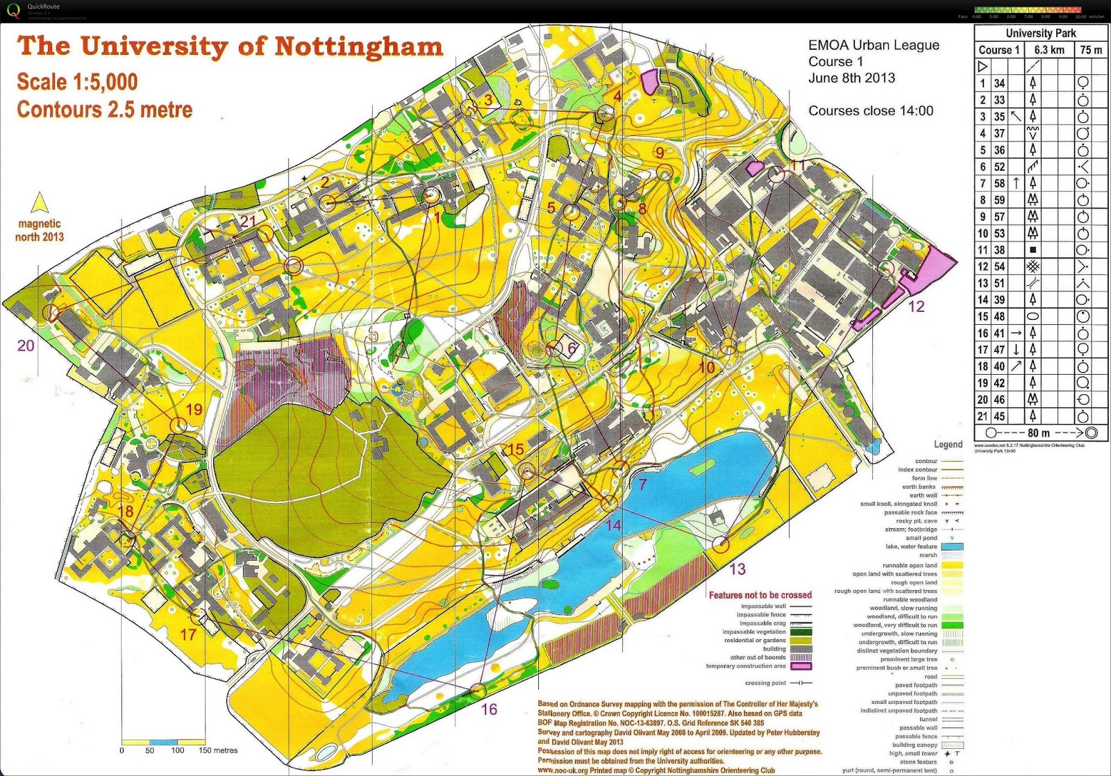 Orientēšanās kartes: The University of Nottingham (Nottingham)