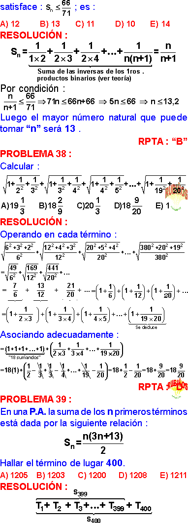 SUMATORIAS EJERCICIOS RESUELTOS DE RAZONAMIENTO MATEMÁTICO ...