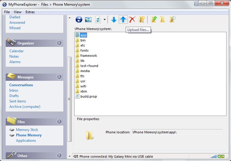 Screenshots of My Phone Explorer Software