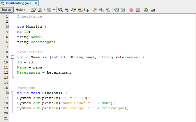 Tugas 3 - Bagian 1 - Membuat Kelas Pewarisan Hewan pada Java