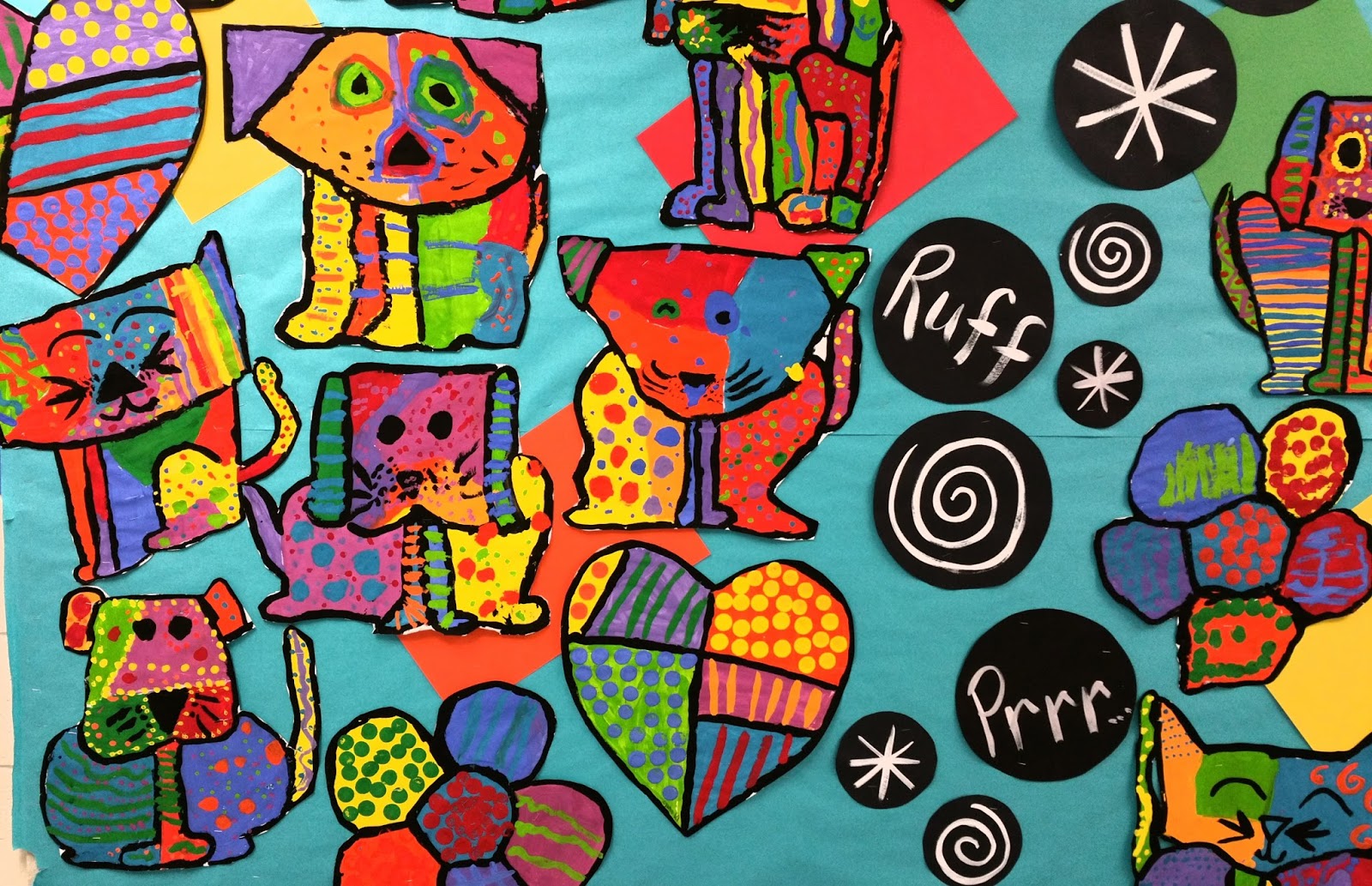 Paintbrush Rocket: 2nd Grade Romero Britto Cats and Dogs!