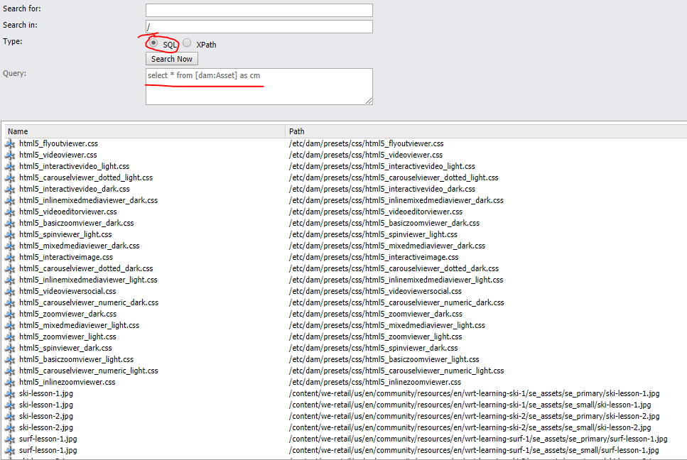 AEM/CQ5 : AEM6.3_How to use SQL2 & Xpath Query Tool AEM/CQ5 : AEM6.3_How to use SQL2 & Xpath Query Tool