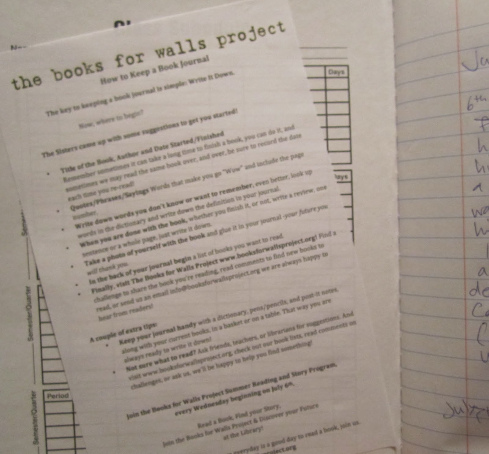 The Books for Walls Project Archive: How to Keep a Book Journal