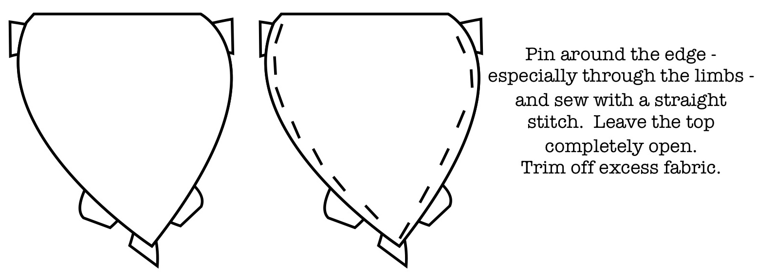 Turn your body piece right side out. Tuck the head in the top. Fold the ...