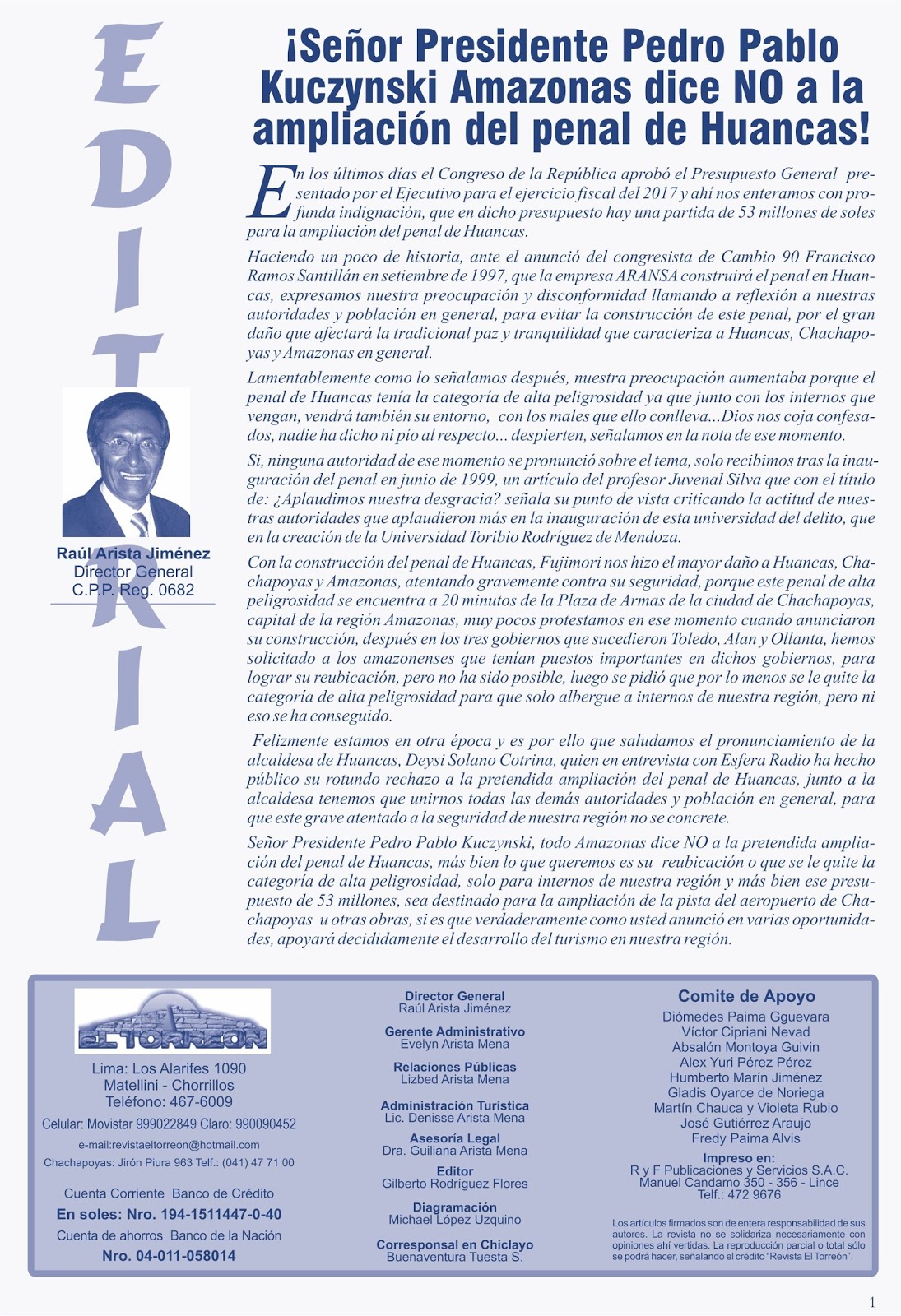 .: Editorial de nuestra edición 227 de Nov. - Dic. 2016