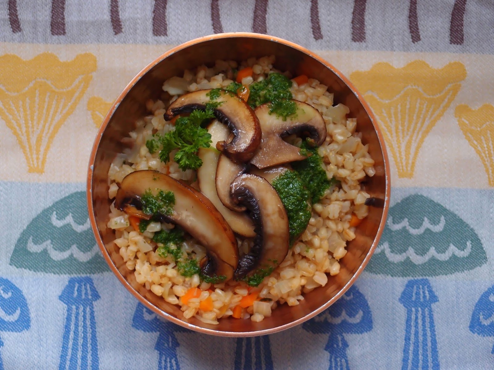 The VegHog: Pearled wheat risotto with portobello mushrooms