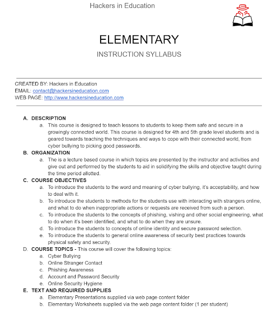 Elementary Syllabus Draft