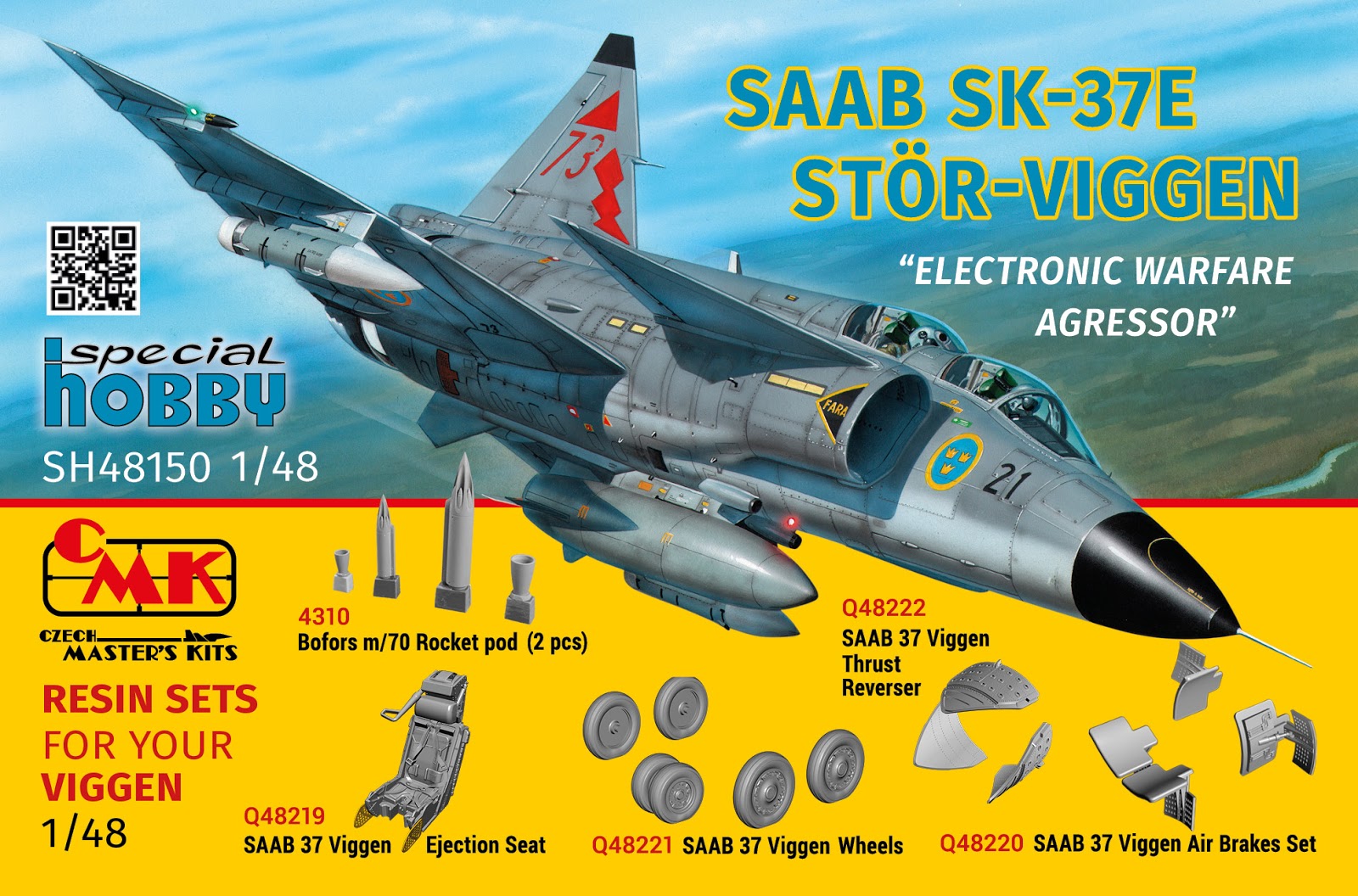 Photo-etches and CMK resin sets for SH48150 SK-37E Stör-Viggen