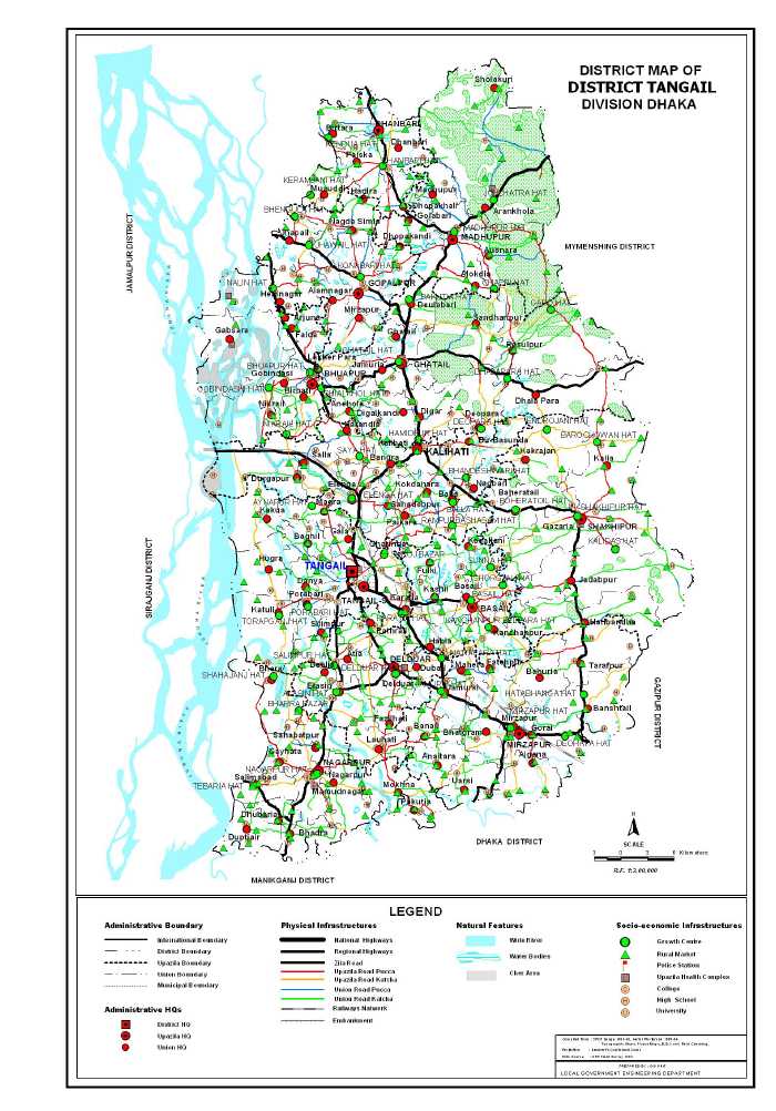 Maps of Bangladesh: Tangail District
