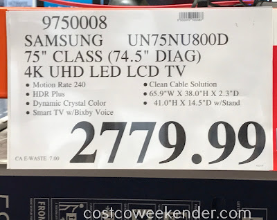 Samsung UN75NU800D 75" 4K UHD Smart LED TV | Costco Weekender