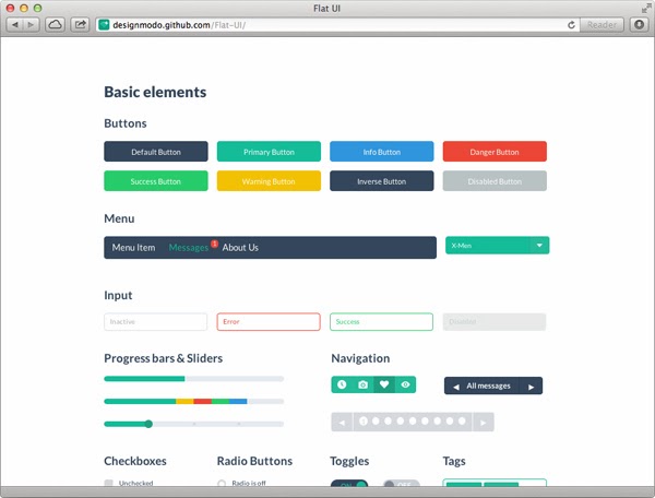 Designer Resource: Flat UI Free – PSD&HTML User Interface Kit From ...