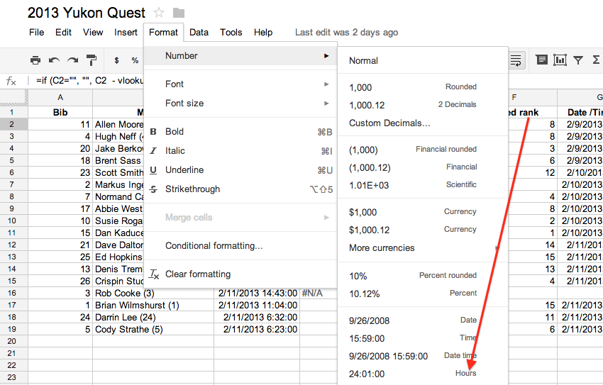 Mushing Tech: Using my spreadsheets for race data - Part 2