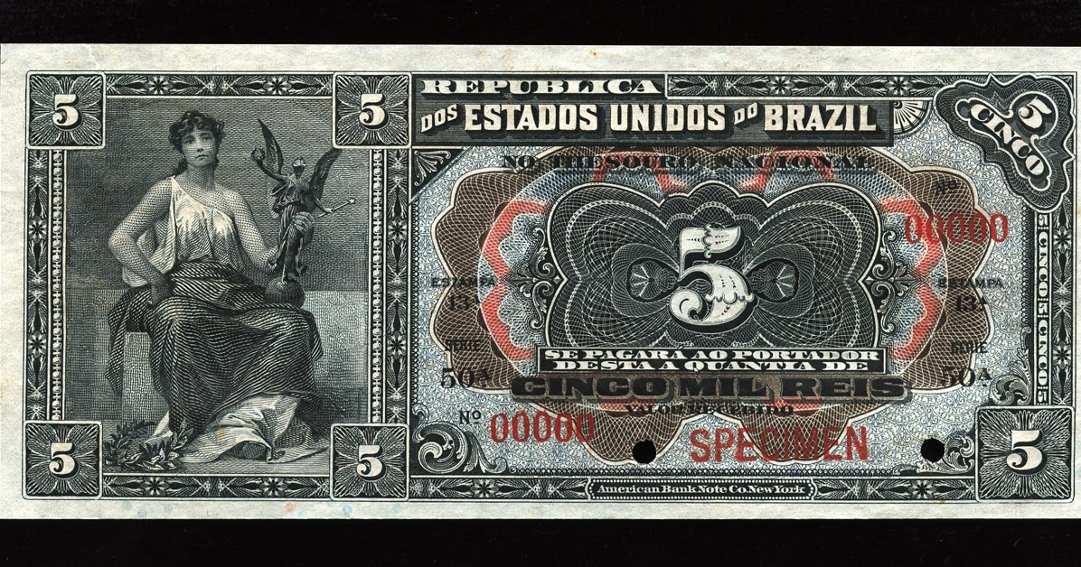Brazilian banknotes 5 Mil Reis banknote of 1909 Estampa 13 A|World ...