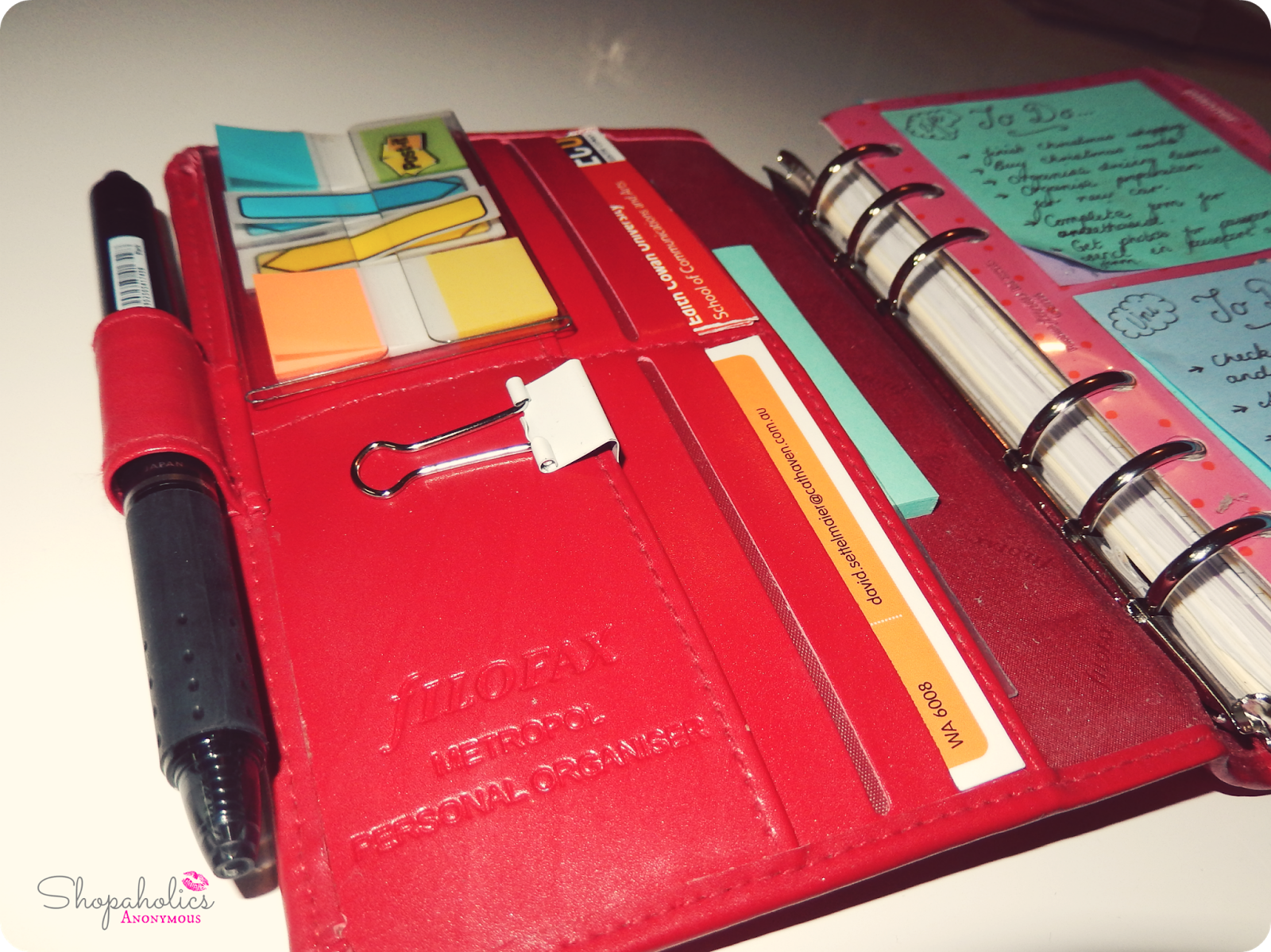 What's in my Filofax (Day Planner) | Shopaholics Anonymous | Blog
