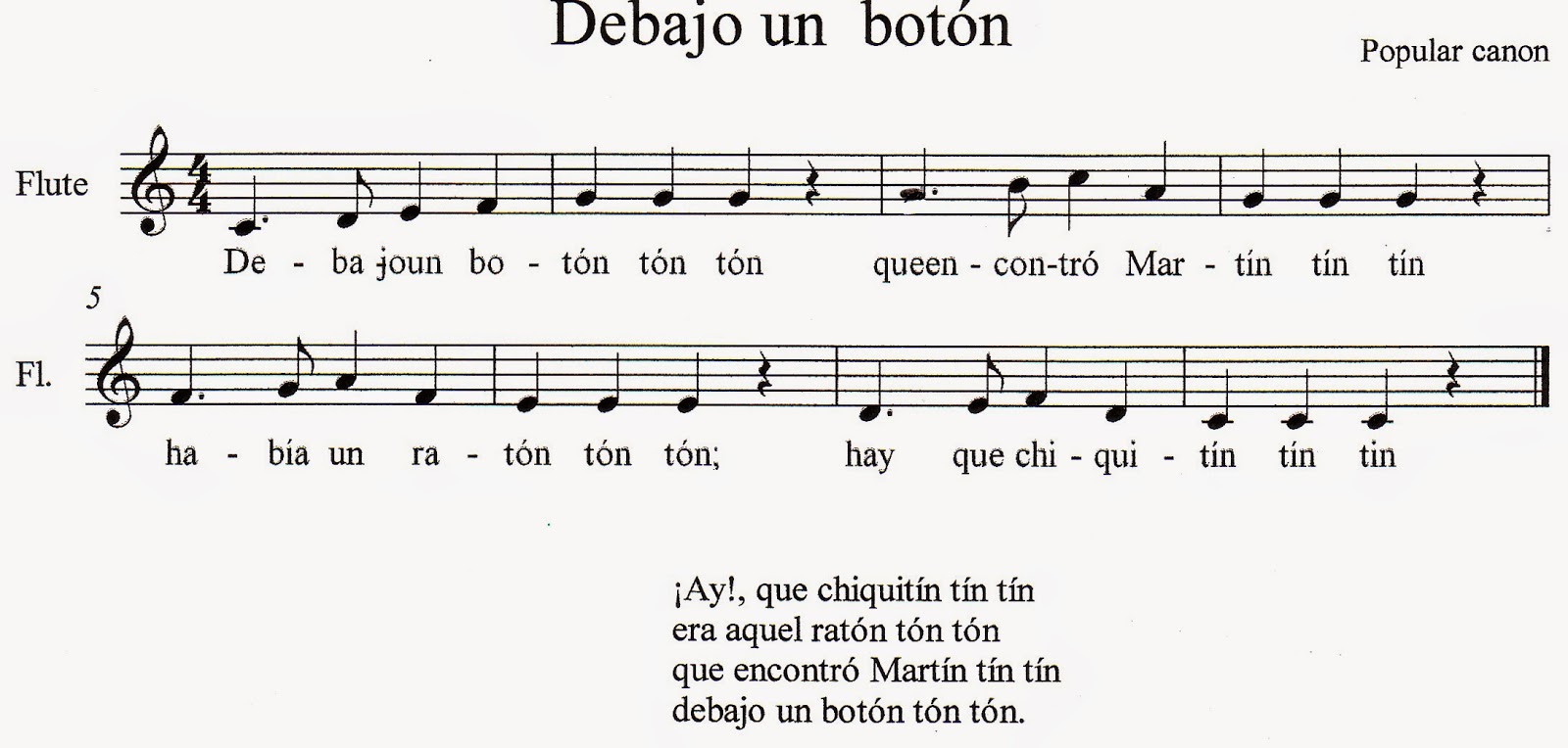 Música 3º: DEBAJO DE UN BOTÓN