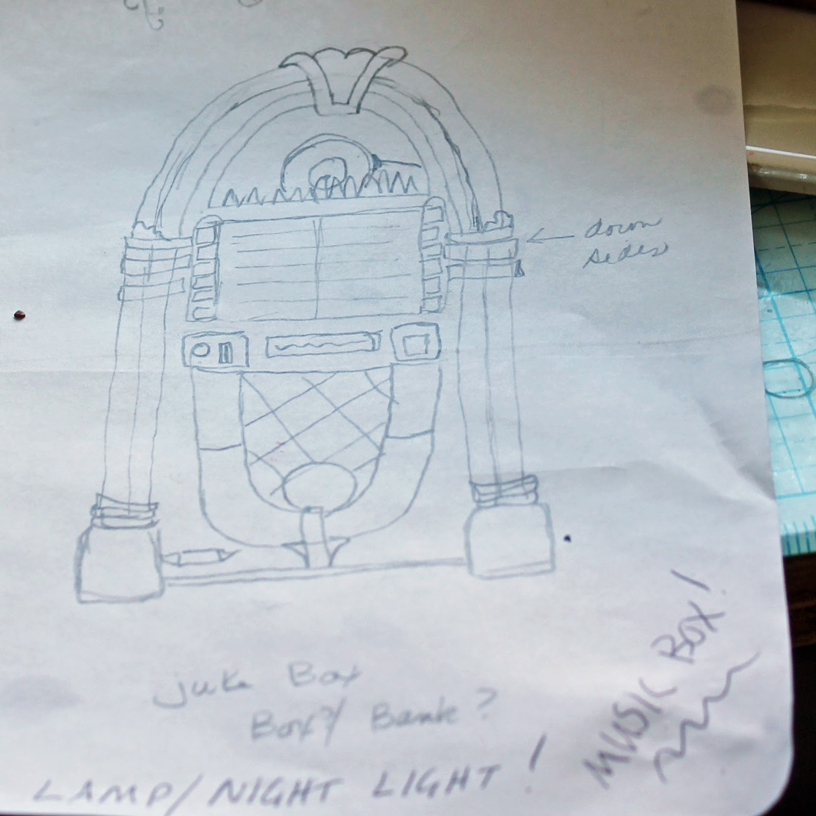 The drawing. At first I was going to make a box, then no a night light ...