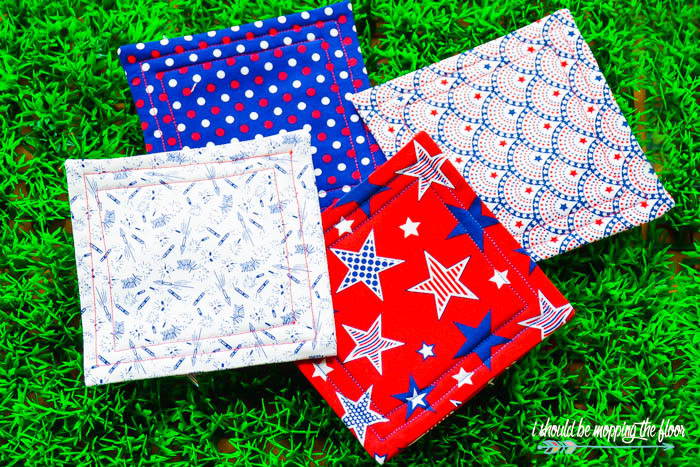 DIY Quilted Patriotic Coasters | i should be mopping the floor