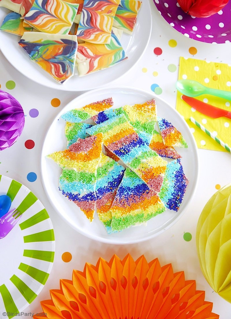 Rainbow Chocolate Bark Recipe 2 Ways - Party Ideas | Party Printables Blog