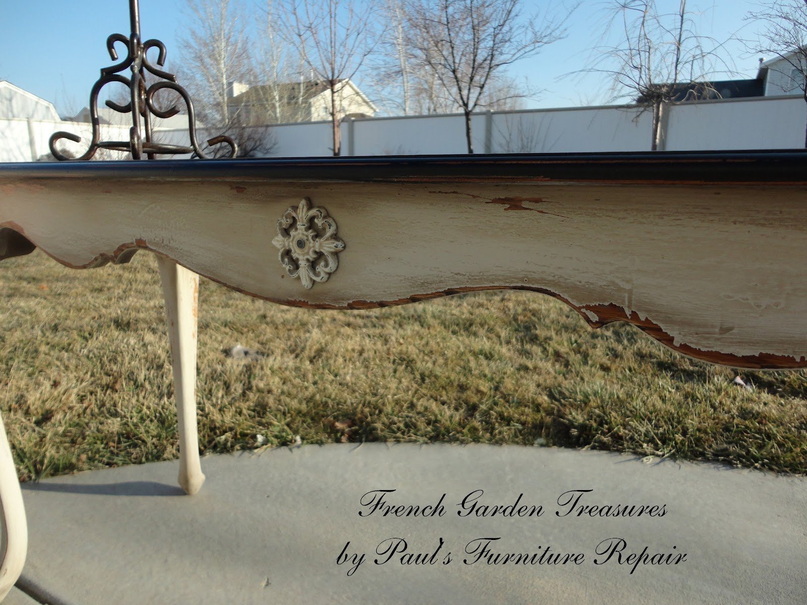 French Garden Treasures: French Garden Treasures Two Tone Sofa Table $280