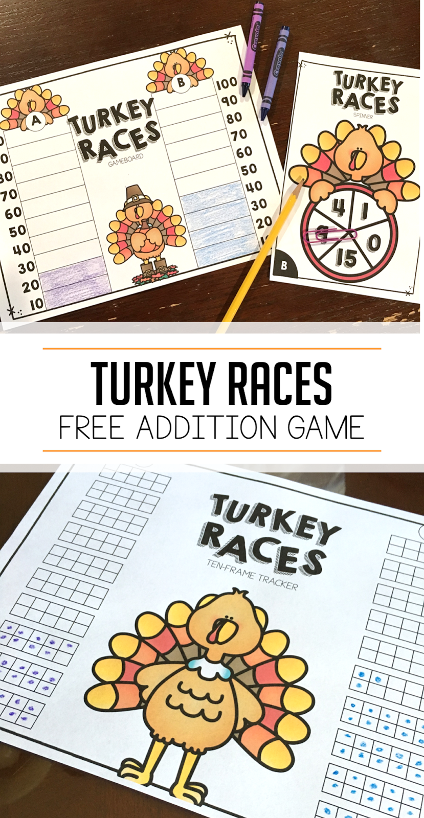 Free Thanksgiving Math Center: TURKEY RACES! - Susan Jones Teaching