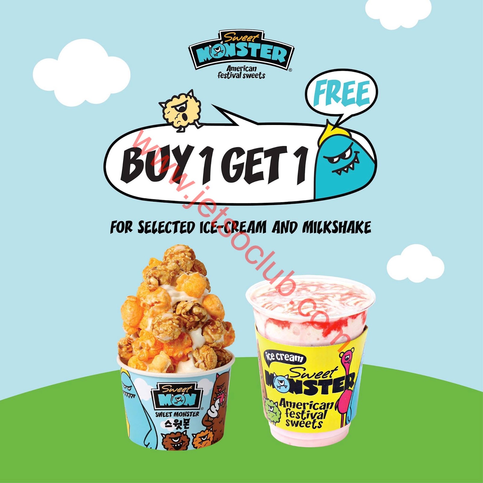 Sweet Monster：指定雪糕/奶昔飲料 買1送1（至22/9） ( Jetso Club 著數俱樂部 )