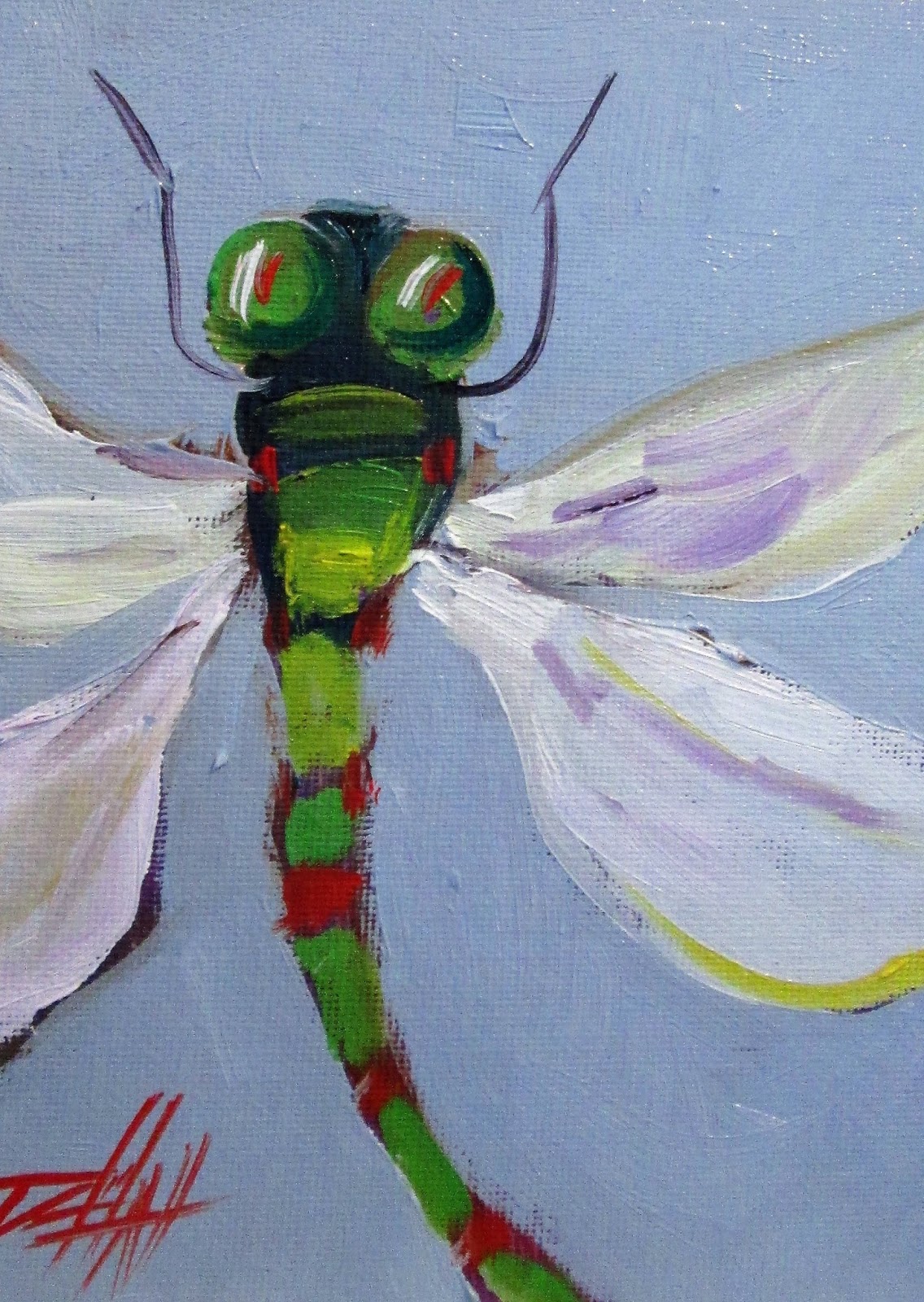 Painting of the Day, Daily Paintings by Delilah: Green Dragonfly
