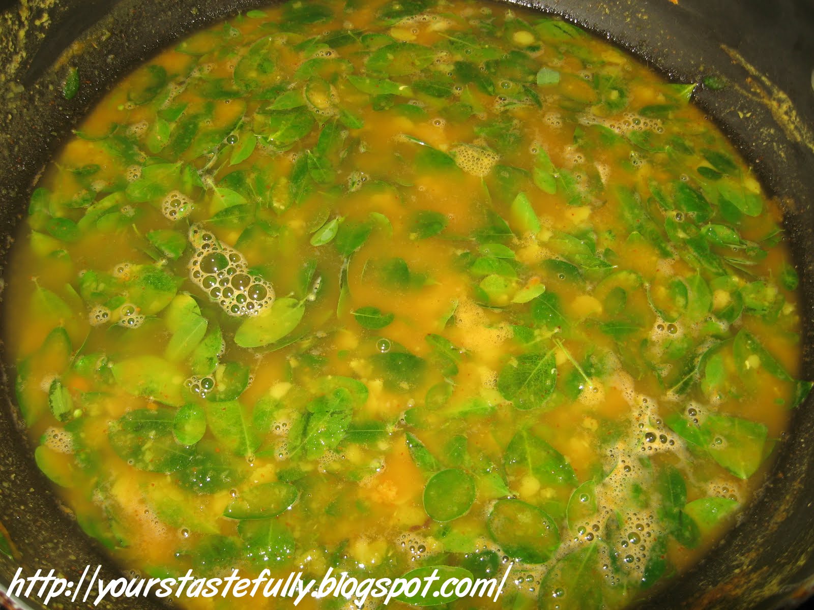 Yours Tastefully: Muringa Ila Parippu Kootan (Drumstick leaves curry ...
