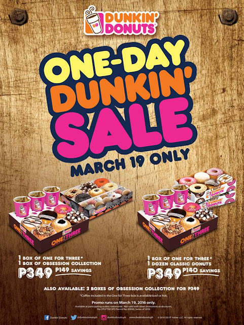 D.I.G.G.DAVAO: Dunkin' Donuts - One-Day Dunkin' SALE on March 19, 2016 ...