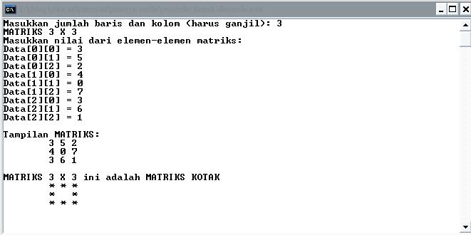Eka Ariyansyah: PROGRAM C MATRIKS KOTAK