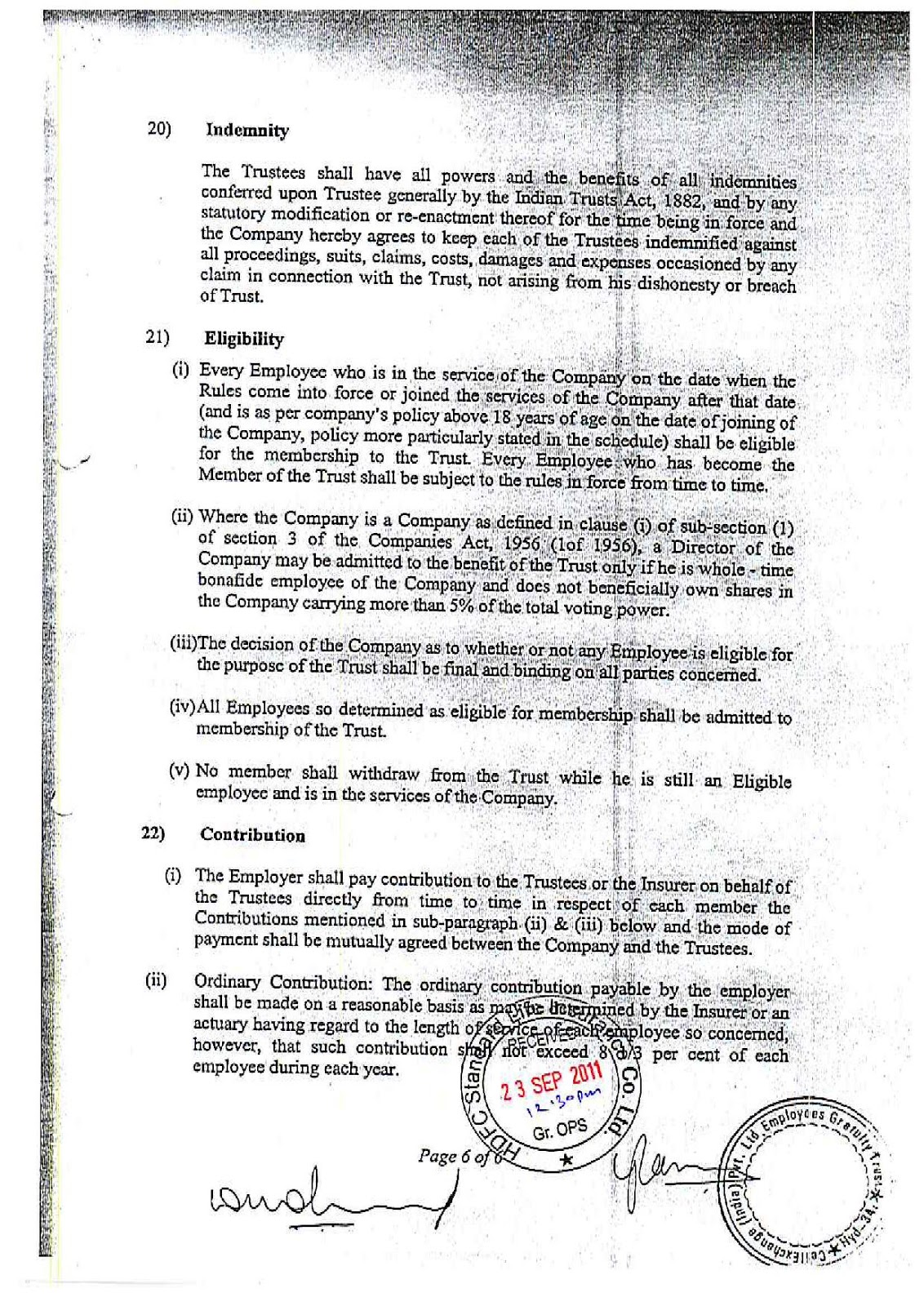 PROMETRICS Finance : Gratuity Trust for Gratuity Funding - Compliance ...