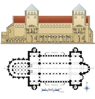 Art History: :Longitudinal section (top) and plan (bottom) of the abbey ...