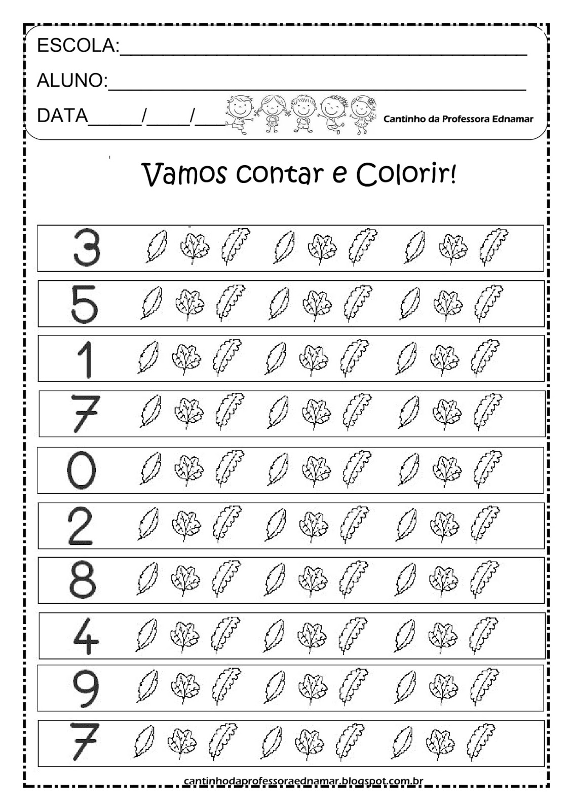 Cantinho da Professora Ednamar: Vamos Contar e Colorir!