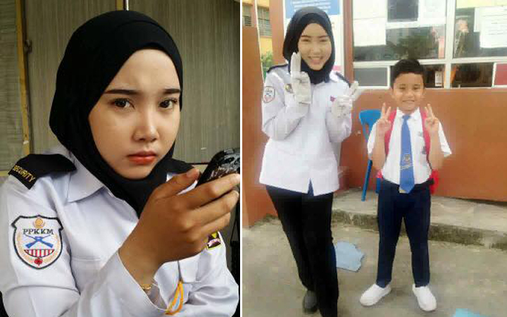 Gadis Cantik Ini Tak Malu Jadi ‘Mak Guard’ Sekolah, Wajar Dapat Pujian