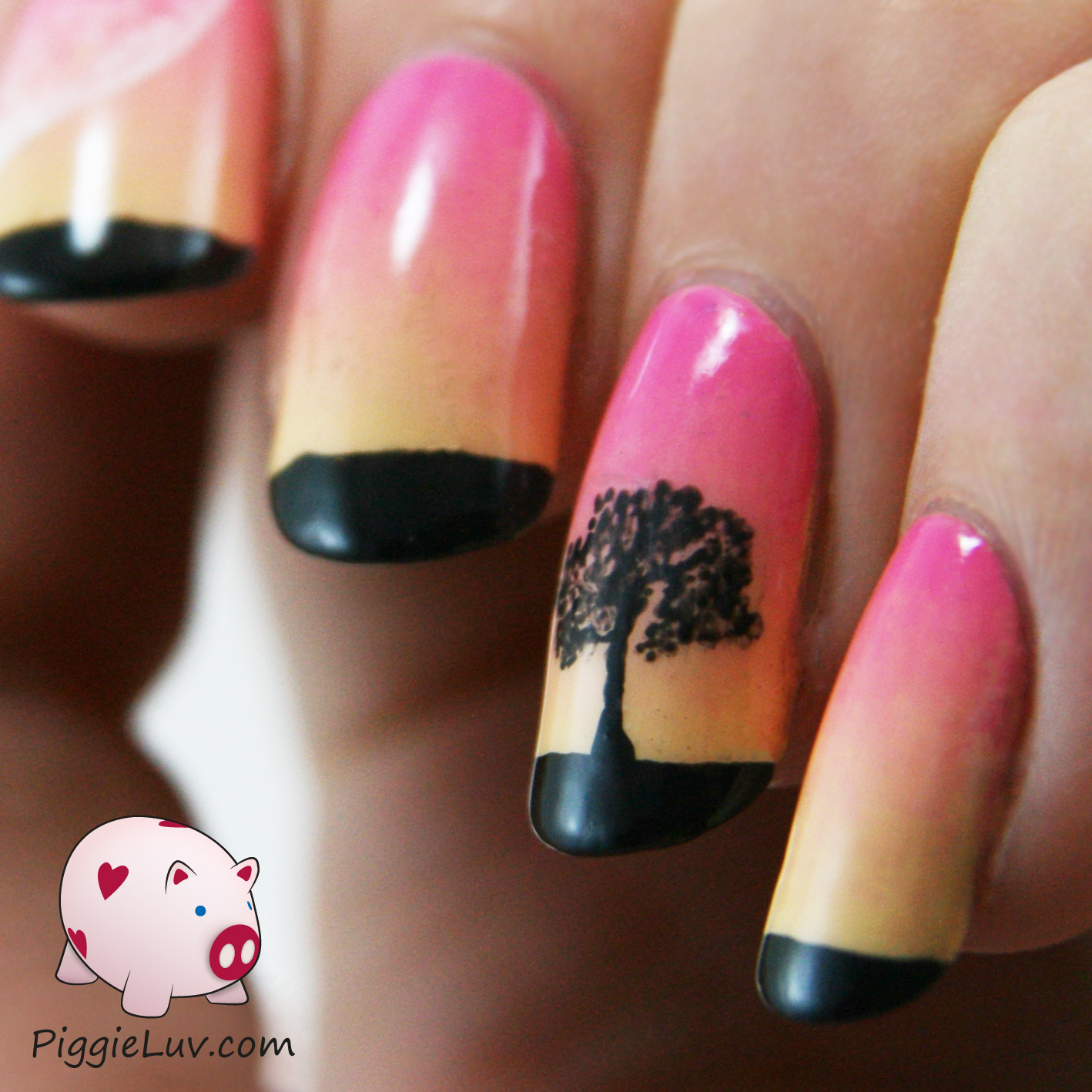 PiggieLuv: Soft sunset gradient nail art