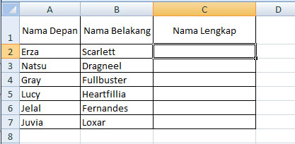 Cara Menggabungkan Teks dengan CONCATENATE di excel