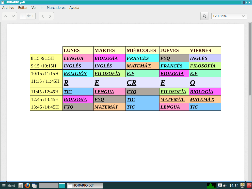 Inmacu: MI HORARIO ESCOLAR