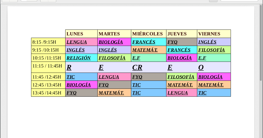 Inmacu: MI HORARIO ESCOLAR