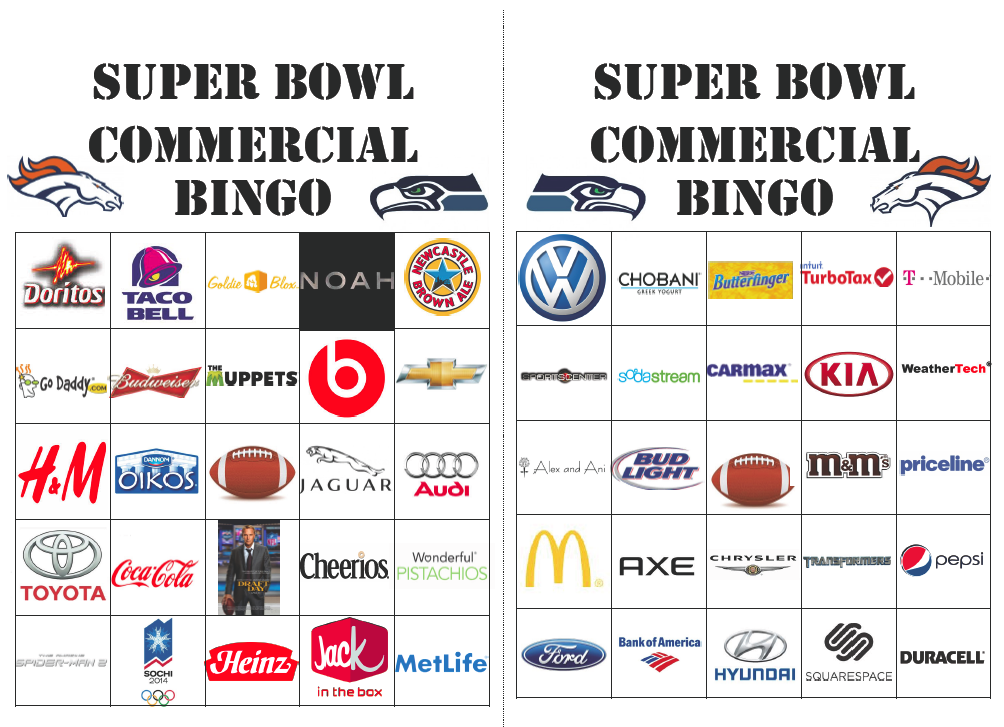 How To, How Hard, and How Much: Super Bowl Commercial Bingo