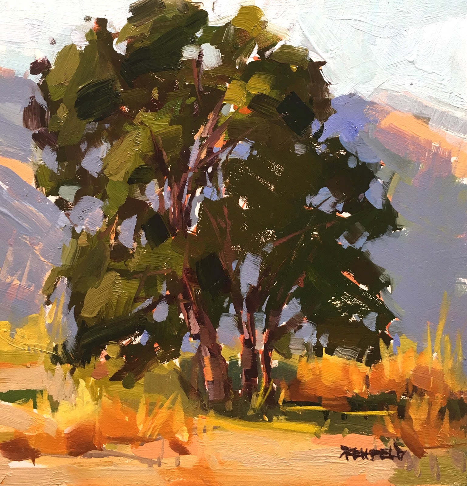Cathleen Rehfeld: #1074 Plein Air Oak Tree