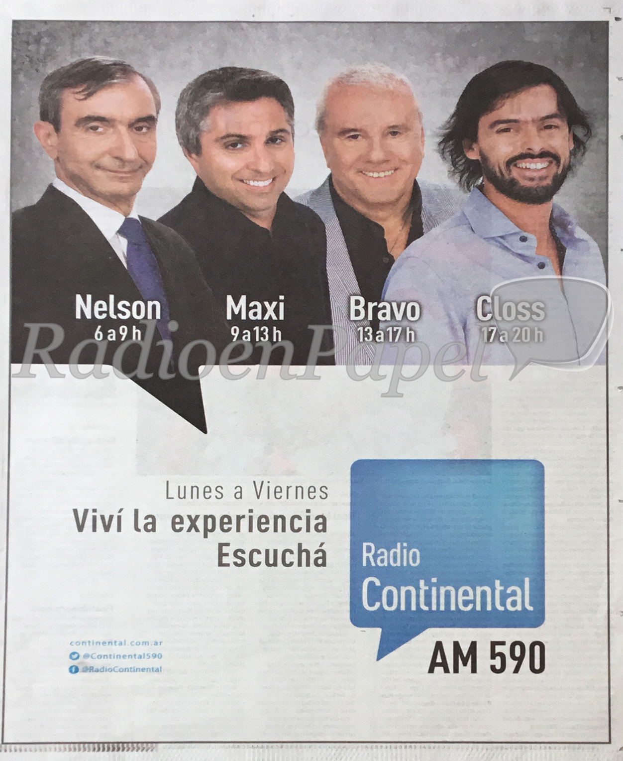 AM 590 | Continental - Promo 5 | Radio en Papel. Archivo Gráfico de Radio