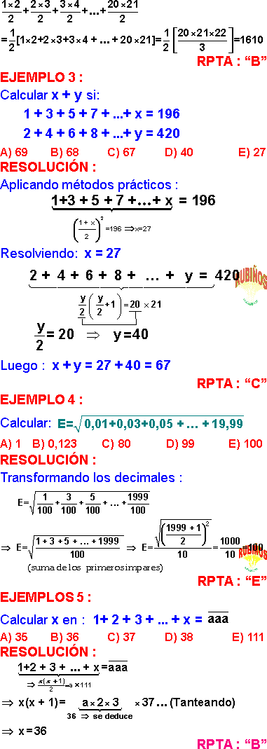 SUMATORIAS EJERCICIOS RESUELTOS